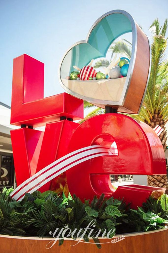 Valentine’s Day Red Metal Love Heart Sculpture Art- YouFine