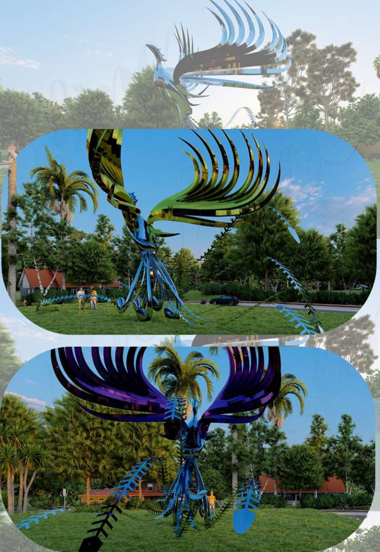 Modern Metal Phoenix Sculpture -YouFine