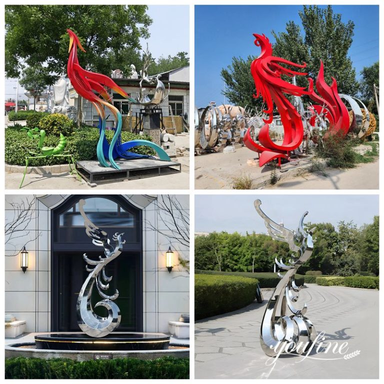 Modern Metal Phoenix Sculpture -YouFine