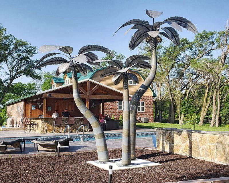 Large Outdoor Metal Palm Tree Yard Art Supplier CSS-707-YouFine Sculpture