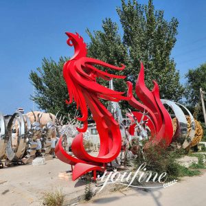 Modern Metal Phoenix Sculpture -YouFine