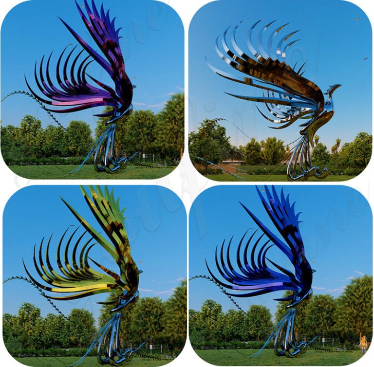 Modern Metal Phoenix Sculpture -YouFine