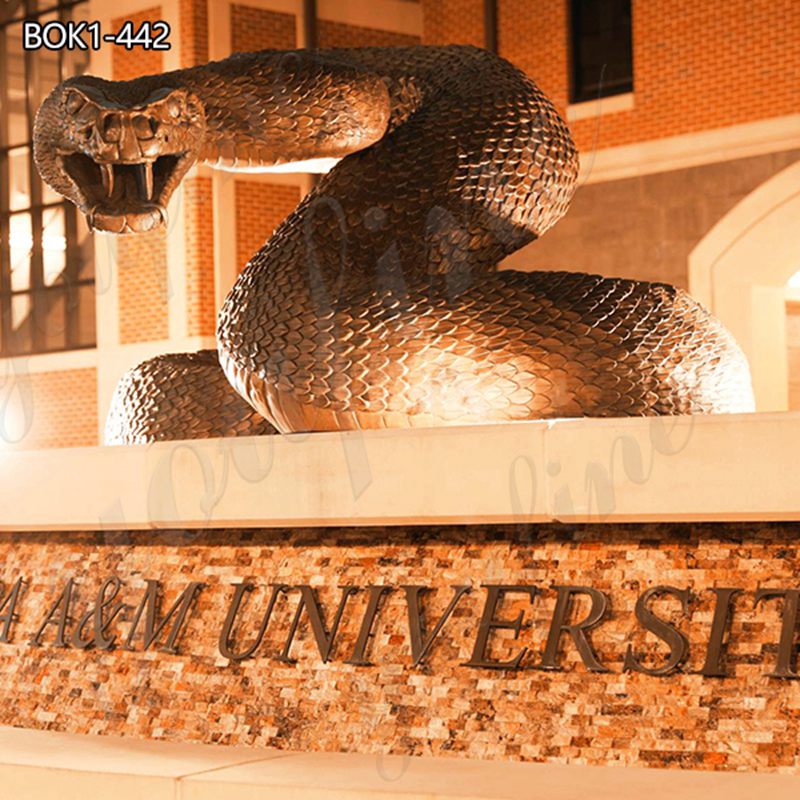 Bronze Snake Statue Outdoor Rattler School Art for Sale BOK1-442