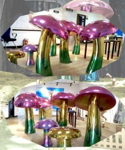 Modern Art Metal Mushroom Sculpture for Outdoor Decor