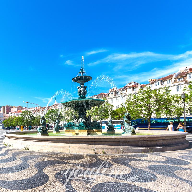 Large Bronze Mermaid Statues Fountain at Rossio Square Lisbon BOK1-448
