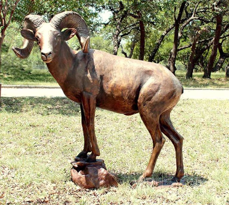 Antique Life-Size Bronze Ram Statue Wildlife Art Decor BOK1-476