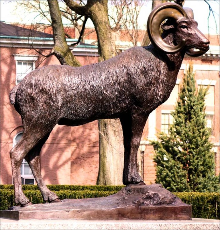 Antique Life-Size Bronze Ram Statue Wildlife Art Decor BOK1-476