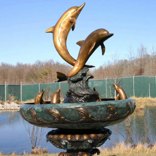 Outdoor Bronze Group Dolphin Sculptures Water Fountain for Pool BOK1 ...