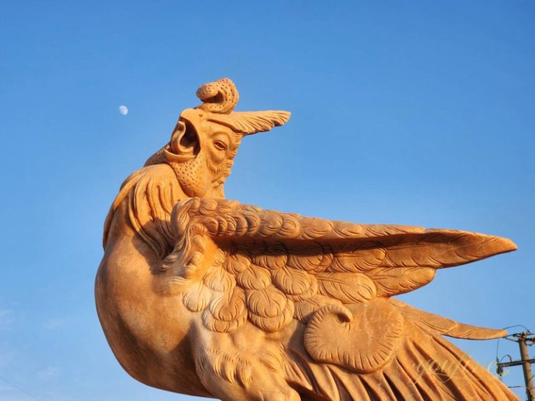 Fantastic Red Marble Phoenix Bird Statue in Stock - YouFine Sculpture