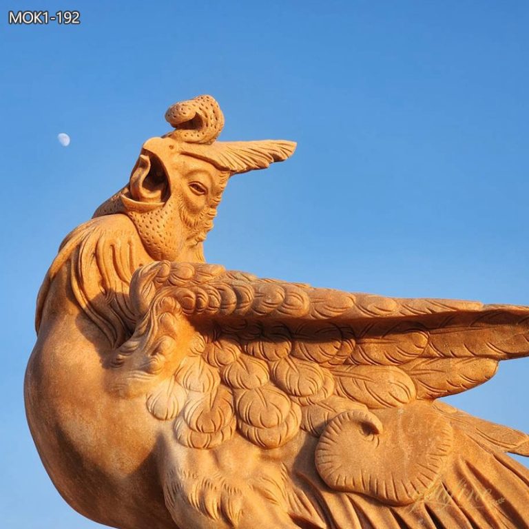 Fantastic Red Marble Phoenix Bird Statue in Stock - YouFine Sculpture