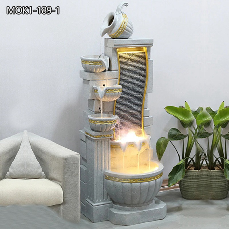 Marble Indoor Flowing Water Floor Flower Pot Fountain for the Home