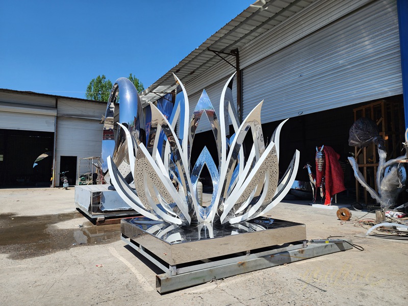 Modern Metal Lotus Flower Sculpture for Garden - YouFine Sculpture