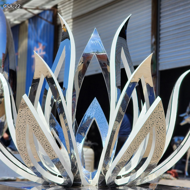 Modern Metal Lotus Flower Sculpture for Garden - YouFine Sculpture