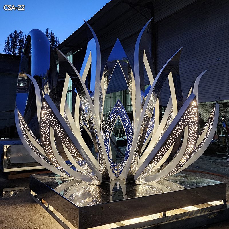 Modern Metal Lotus Flower Sculpture for Garden - YouFine Sculpture