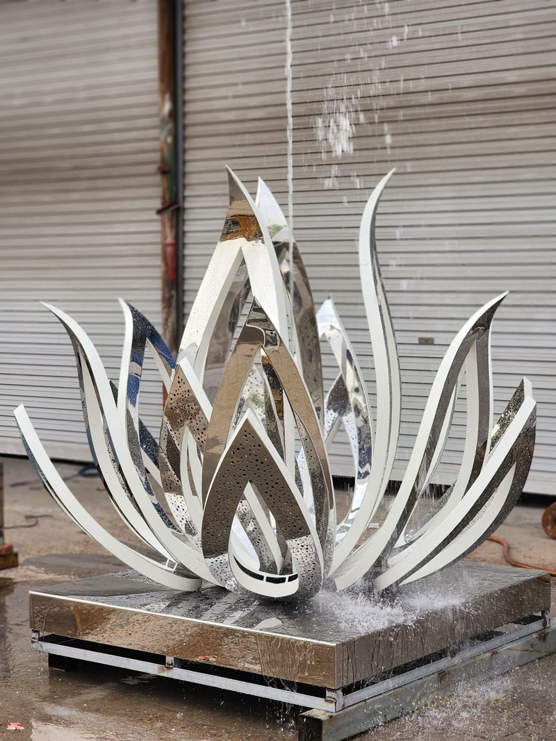 Modern Metal Lotus Flower Sculpture for Garden - YouFine Sculpture