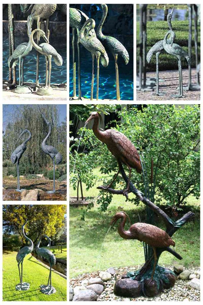Outdoor Garden Bronze Bird Water Fountain Art-YouFine Sculpture