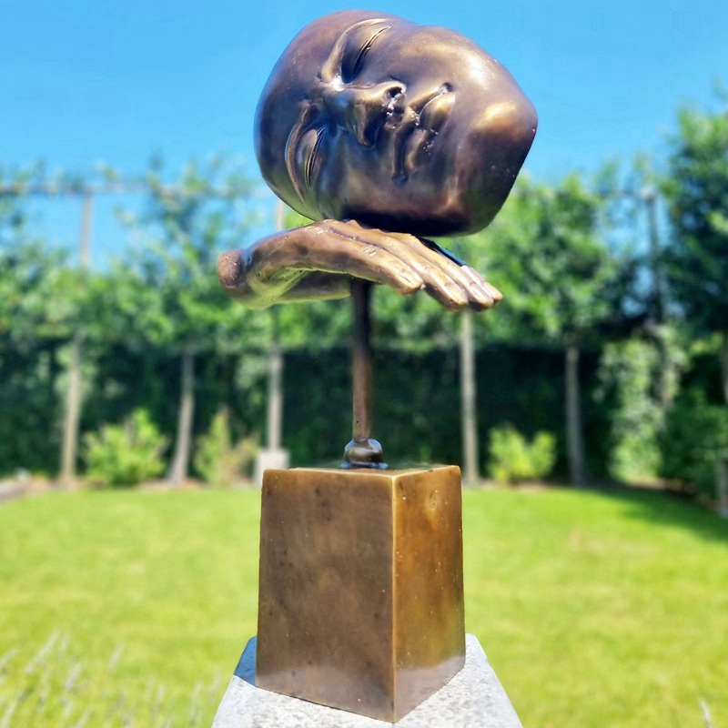 Large Bronze Face Sculpture Garden Decor