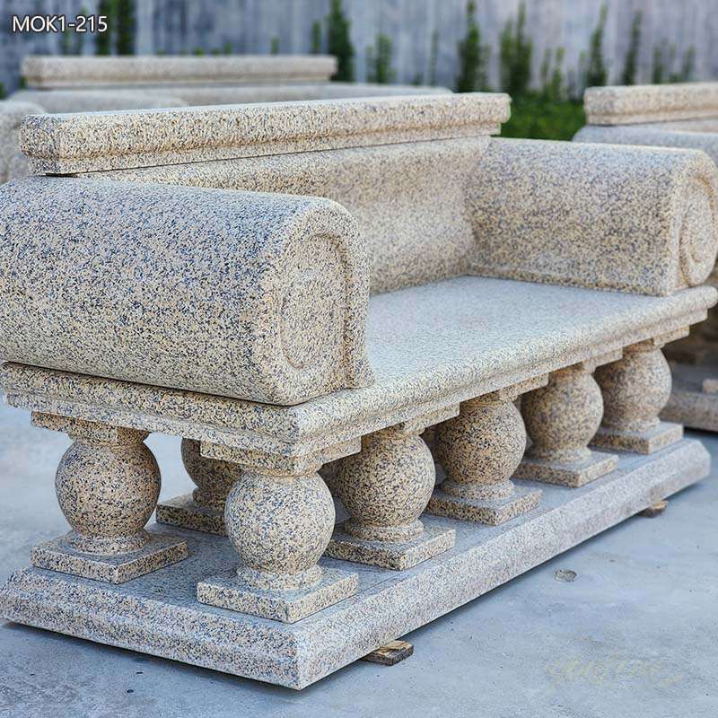 Durable Granite Garden Bench with Back for Sale