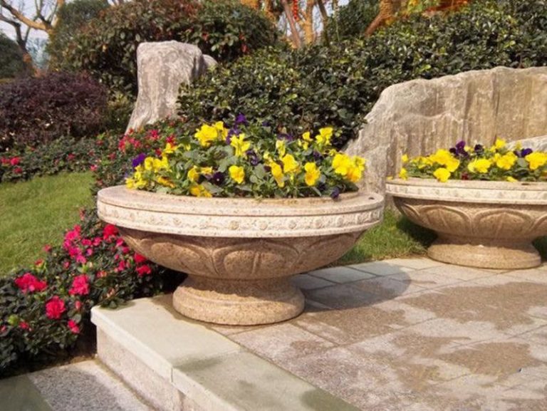 Hand Carved Natural Beige Marble Planters Supplier