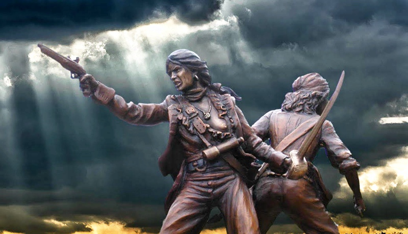 Bronze Anne Bonny and Mary Read Life-size Female Pirate Statue