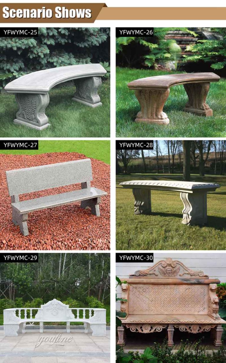 Hand Carved Outdoor White Marble Garden Bench Supplier MOKK-603 ...