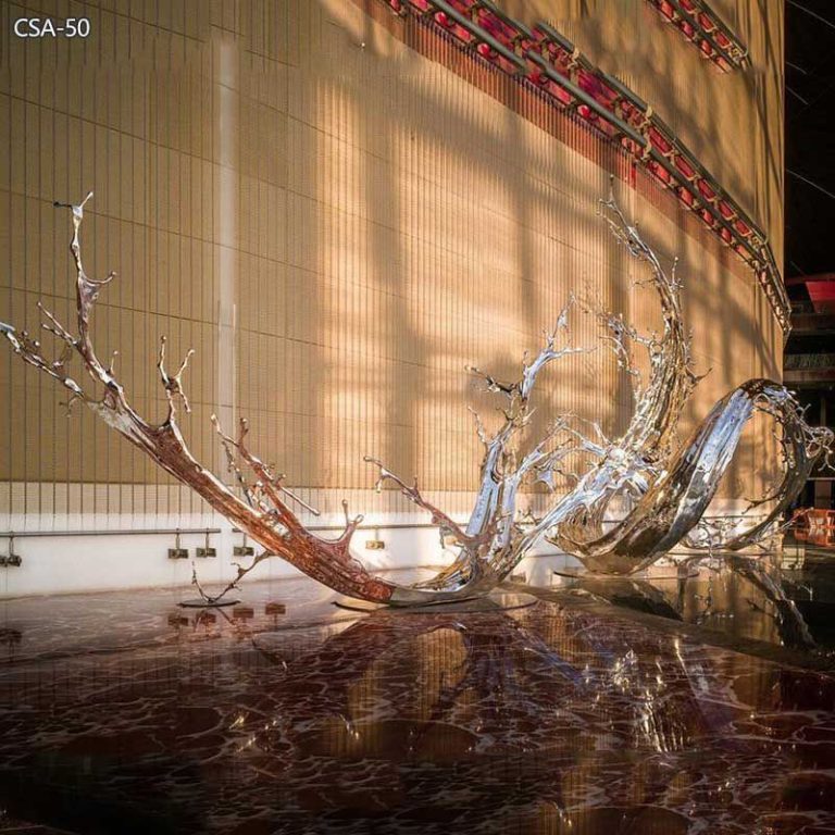 Modern Stainless Steel Water Splash Sculpture - YouFine Sculpture