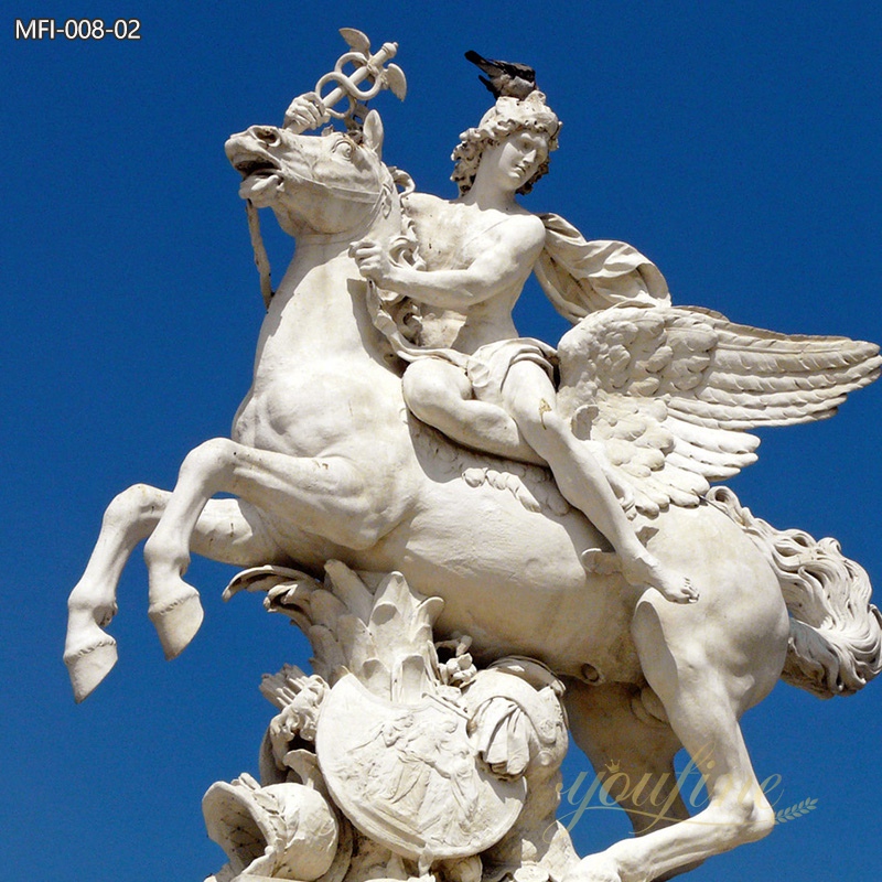 Fame of Louis XIV Riding Pegasus Marble Statue for Sale