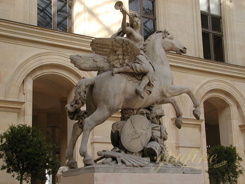 Fame of Louis XIV Riding Pegasus Marble Statue for Sale