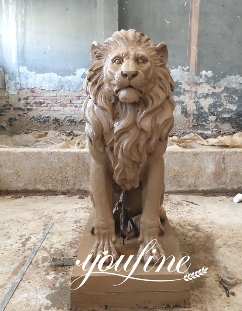 Life Size Sitting Bronze Lion Statue Outdoor Decor for Sale BOK1-229
