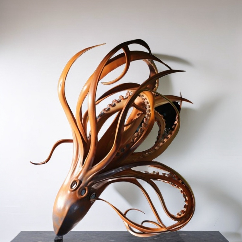 Lifesize Bronze Squid Sculpture
