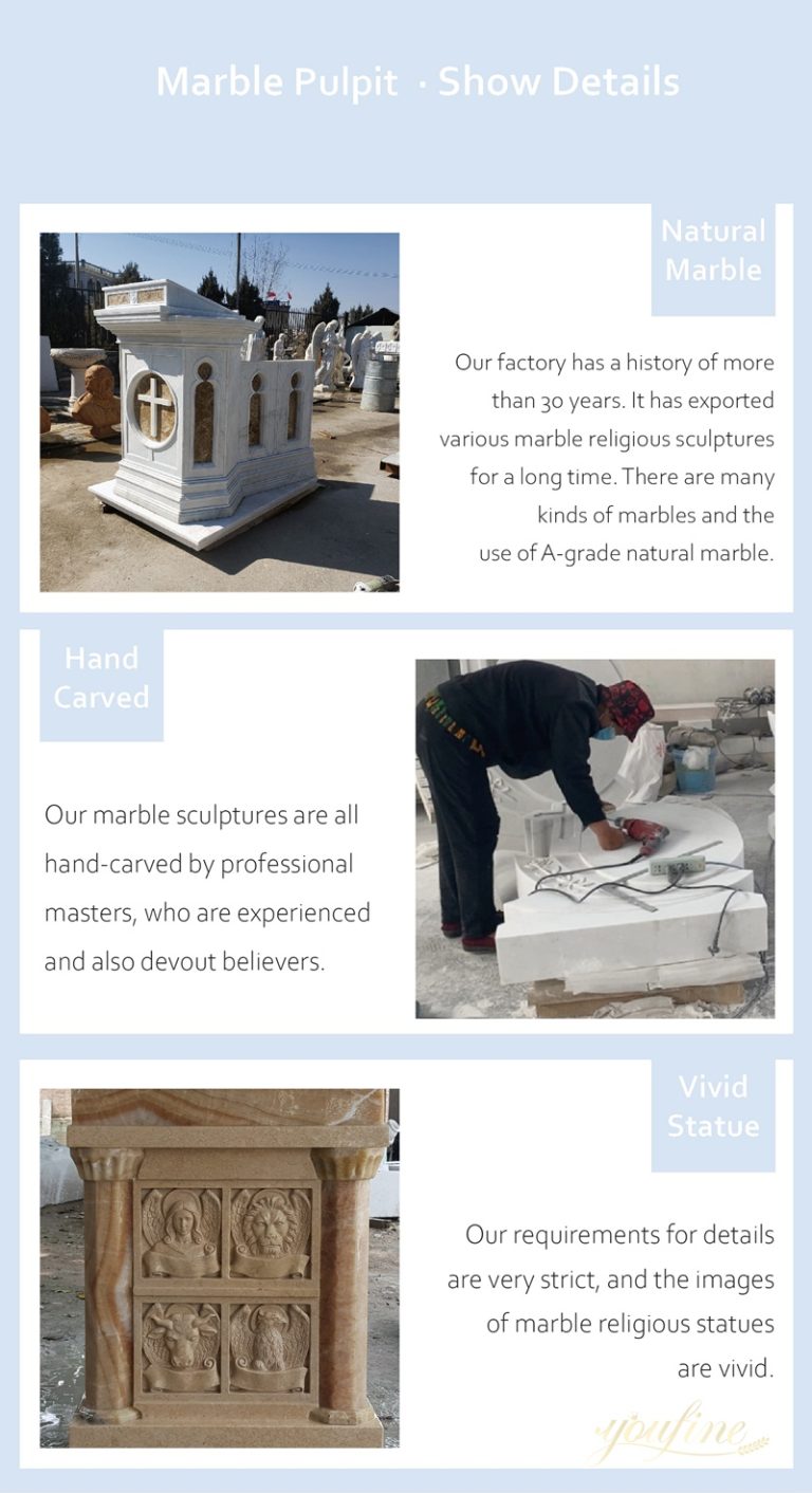 Four Living Ones Marble Pulpit for Church - YouFine
