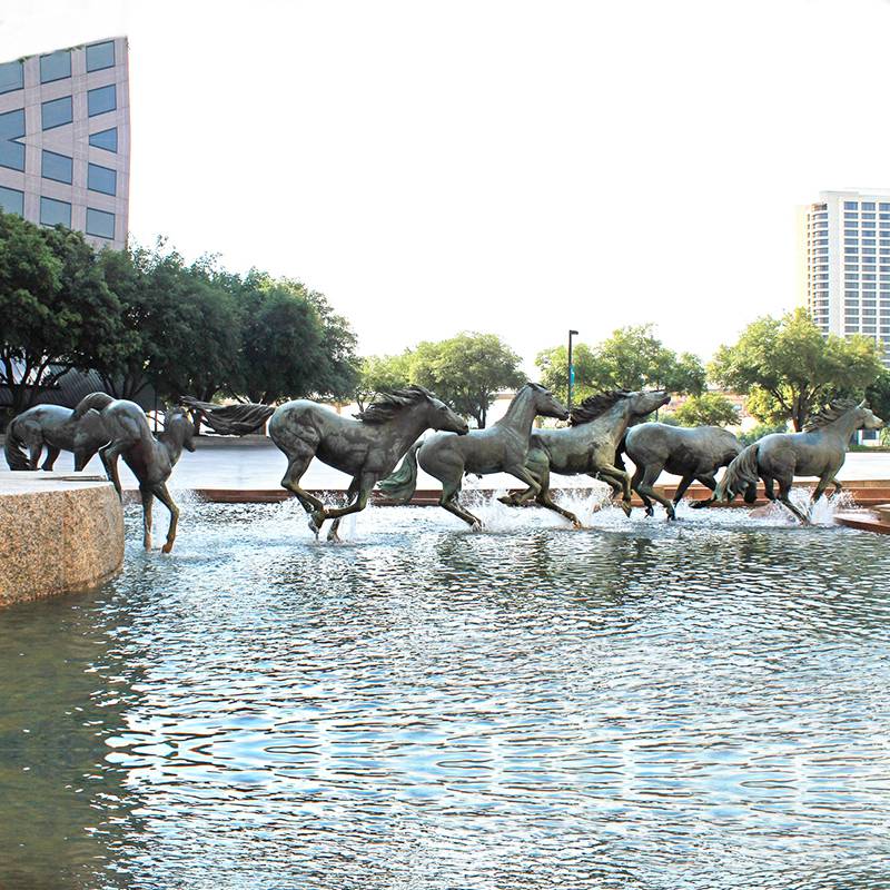Garden Running Horse Group Statue Water Fountain-YouFine