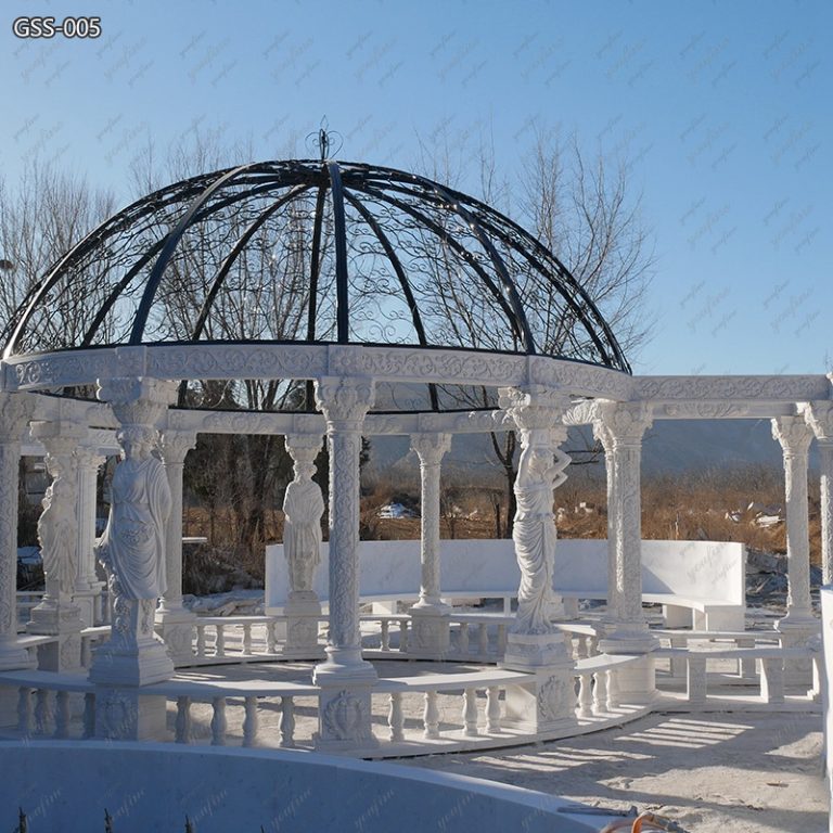Extra Large Marble Gazebo with a Colonnade for Golf Course