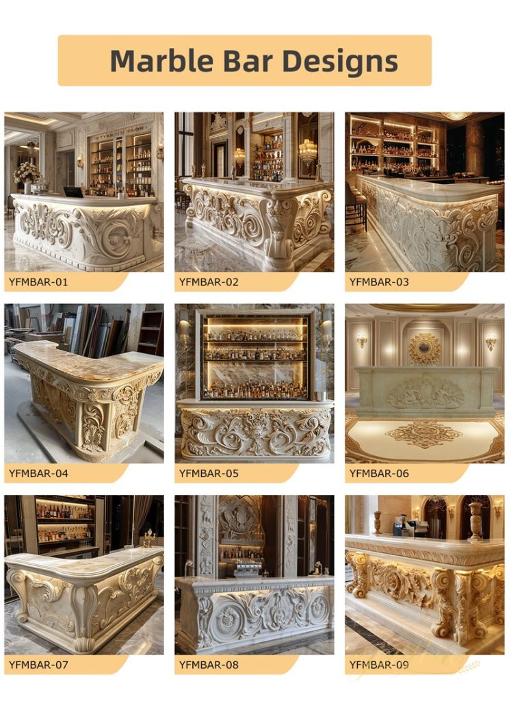 Hand Carved Natural Marble Bar Counter for Hotel Lobby - YouFine