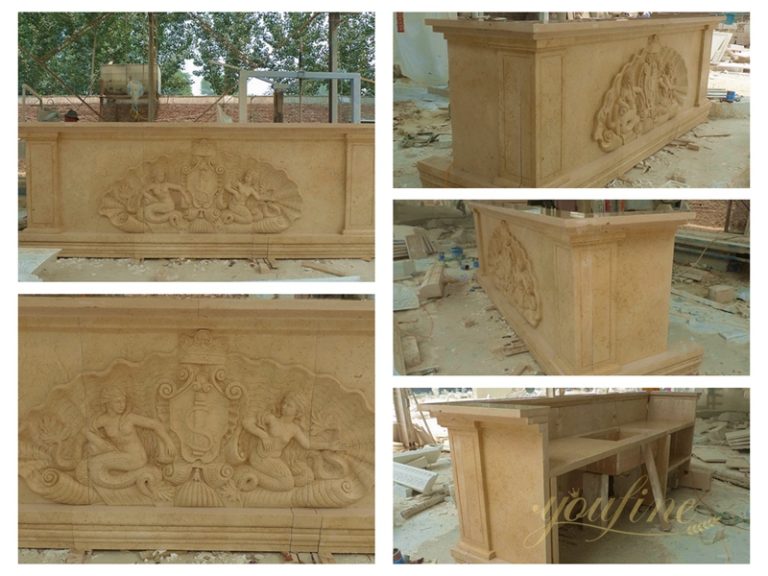 Hand Carved Natural Marble Bar Counter for Hotel Lobby - YouFine