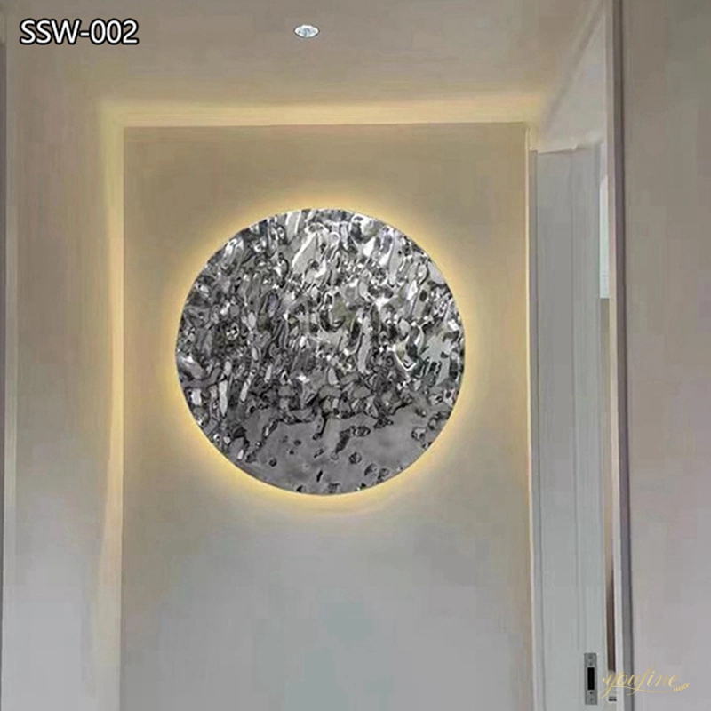 Round Stainless Steel Water Ripple Sculpture for Wall - YouFine
