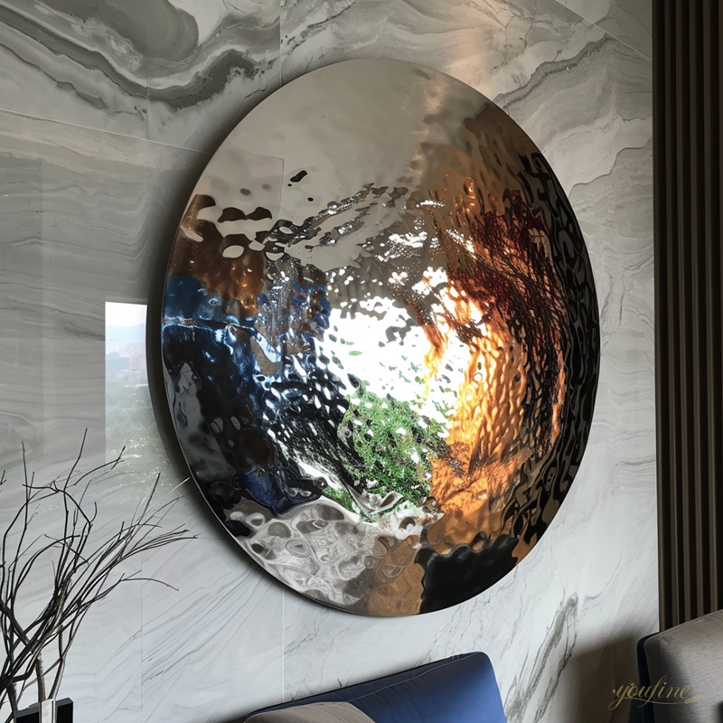 Round Stainless Steel Water Ripple Sculpture for Wall - YouFine