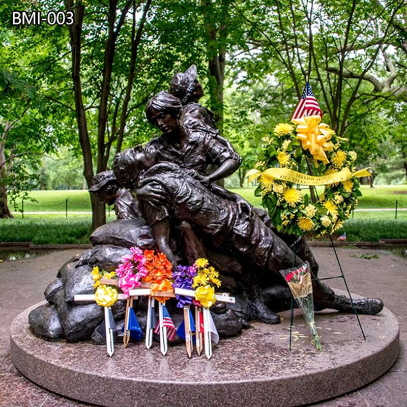 Bronze Military Vietnam Women's Memorial Female Soldier Statue-YouFine