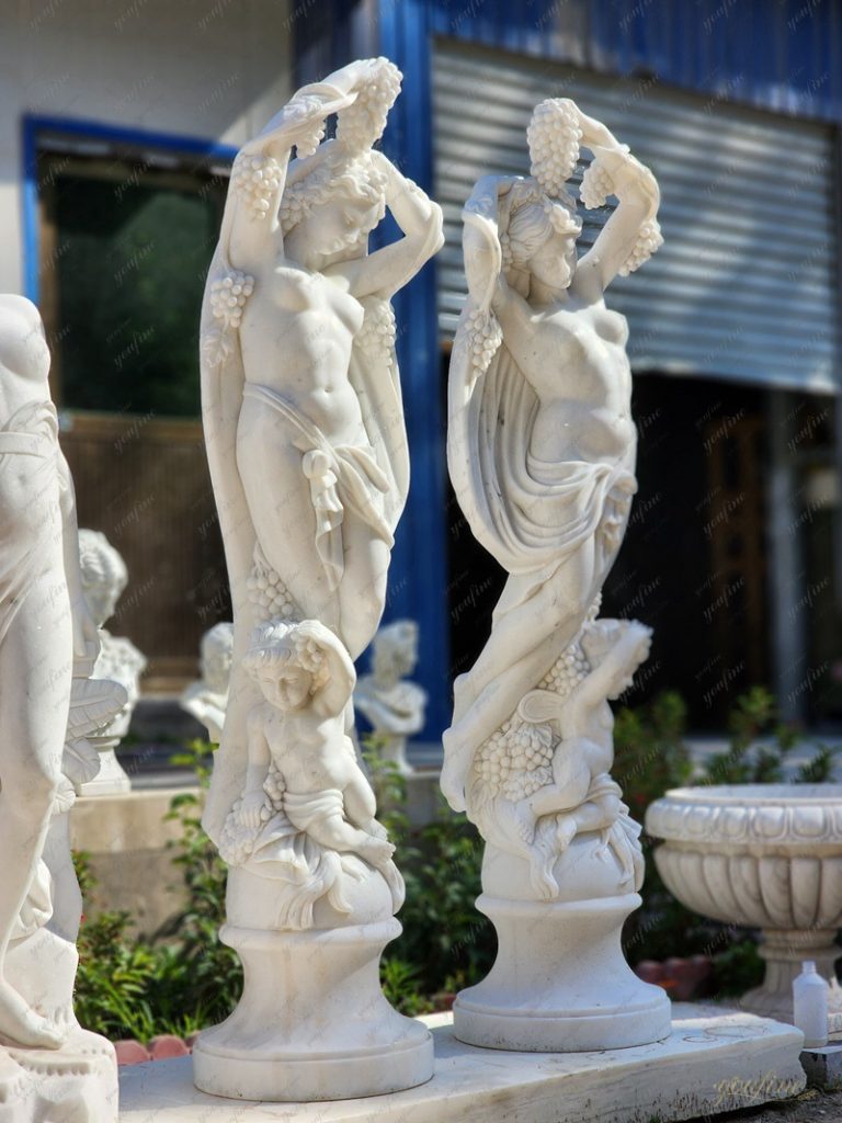 White Marble Woman Garden Statue for Front Porch - YouFine