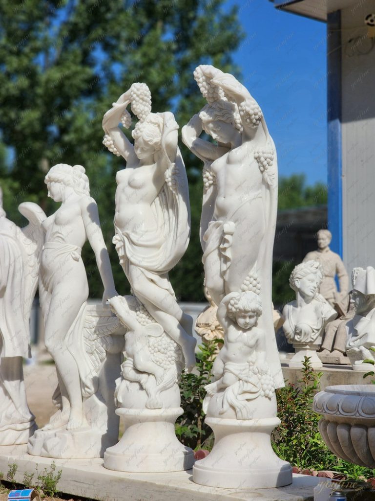 White Marble Woman Garden Statue for Front Porch - YouFine
