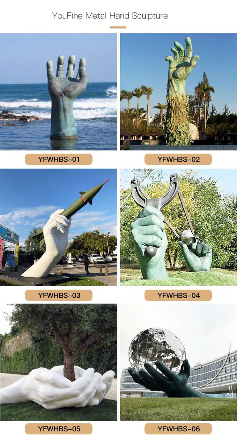 Large Modern Bronze Hand Peace Sculpture Doves Statue-YouFine