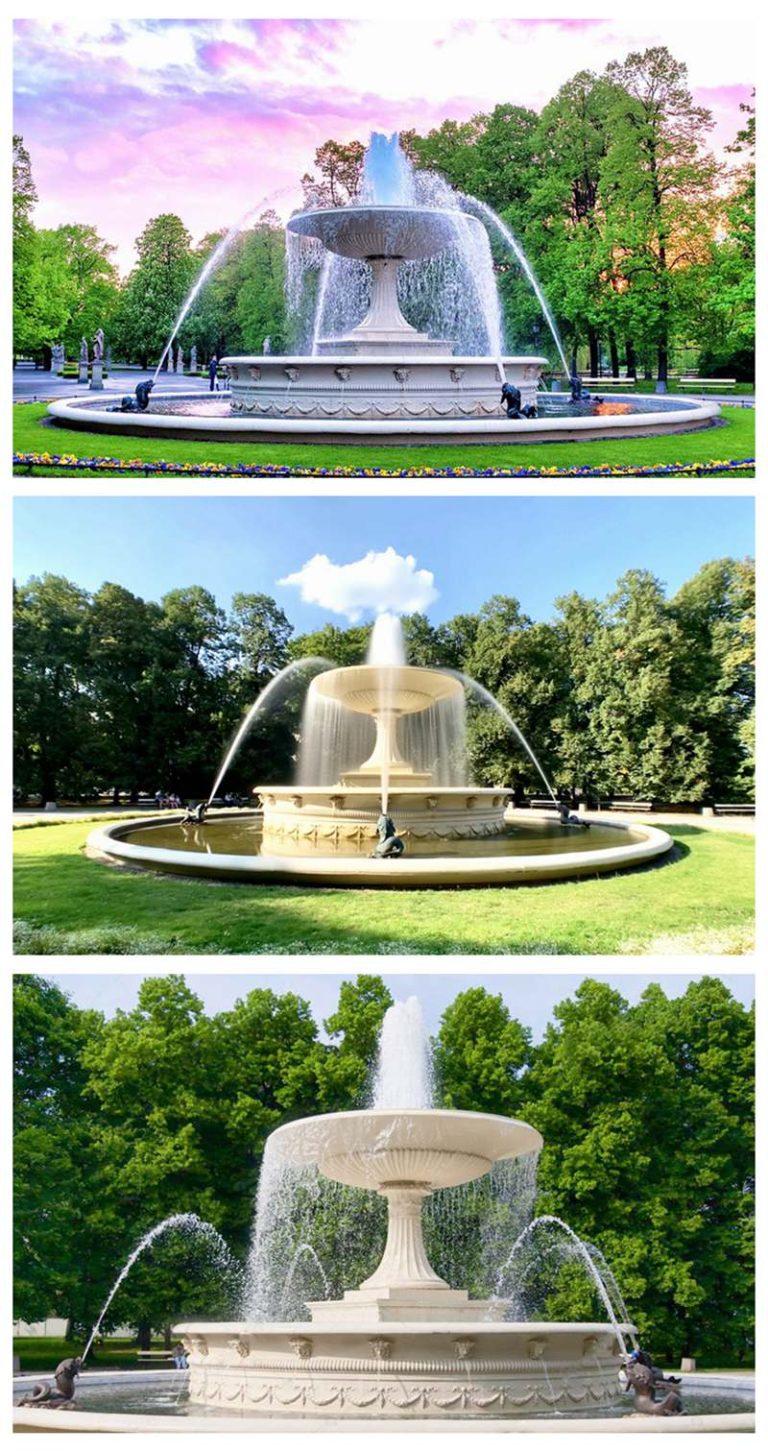Large Marble Fountain-With Bronze Fish Statue