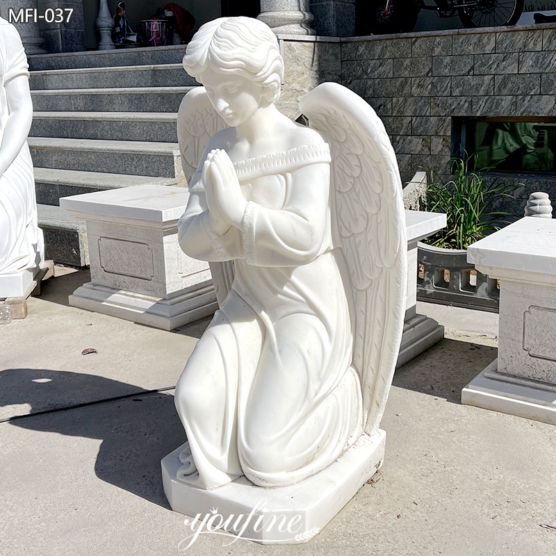 Statue d'ange à genoux en marbre grandeur nature pour cimetière en ...