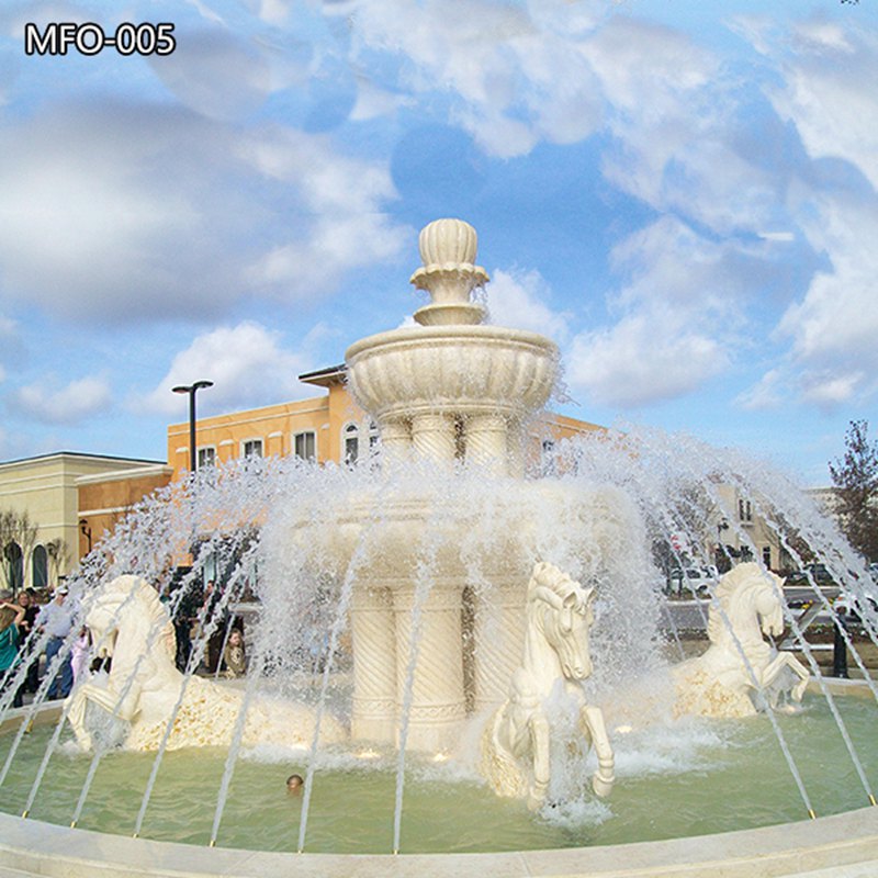 Large Natural Horses Statue Marble Roman Columns Fountain - YouFine ...