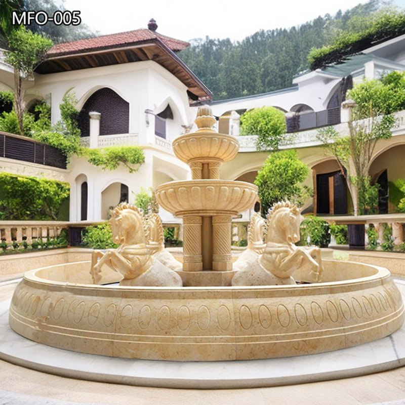 Large Natural Horses Statue Marble Roman Columns Fountain - YouFine ...