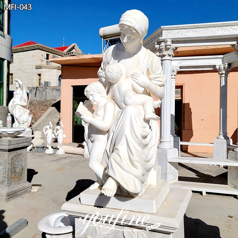 Outdoor Mother and Child Stone Sculpture Garden Decor for Sale