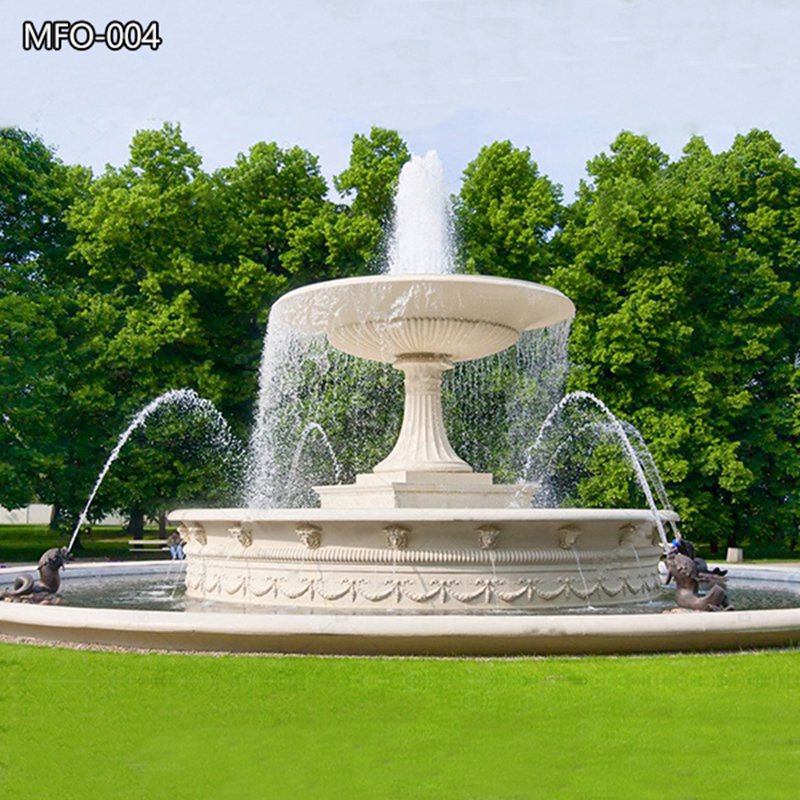 Large Marble Fountain-With Bronze Fish Statue