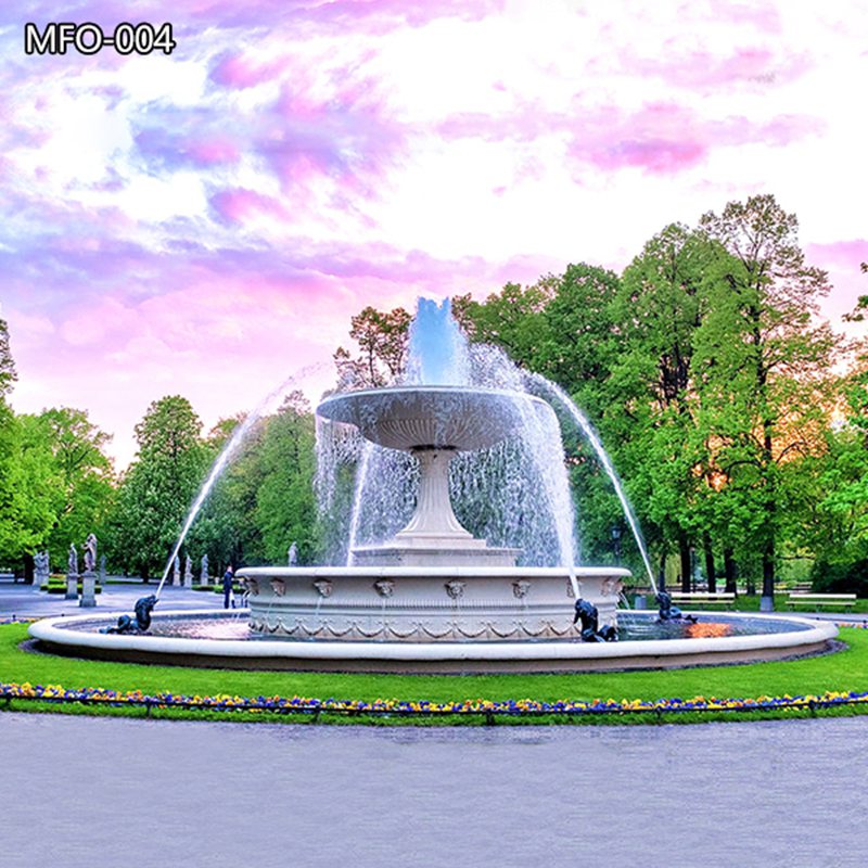 Large Marble Fountain-With Bronze Fish Statue