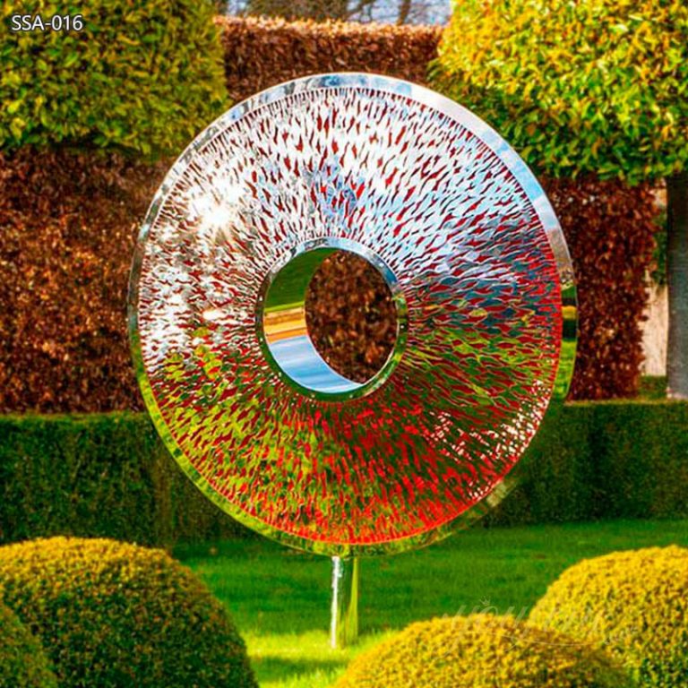 Stainless Steel Hollow Disc Sculpture on a Stand - YouFine