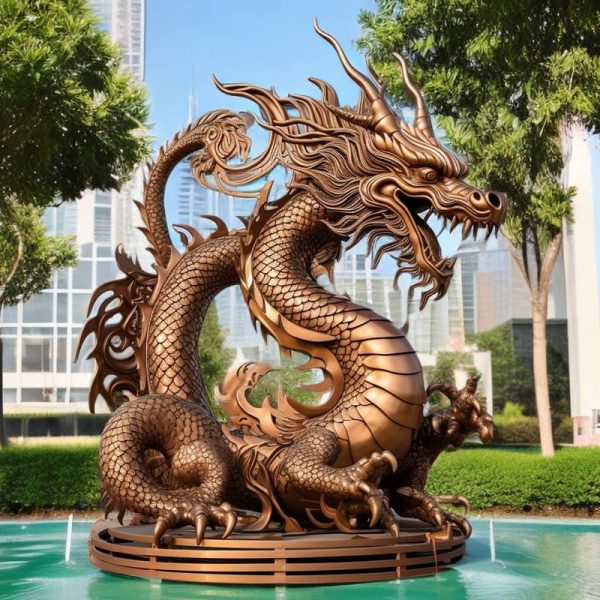 Large Bronze Chinese Dragon Statue Outdoor Garden-YouFine